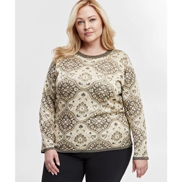 JM Collection | Sweaters | Jm Collection Plus Size Scoopneck Metallic ...